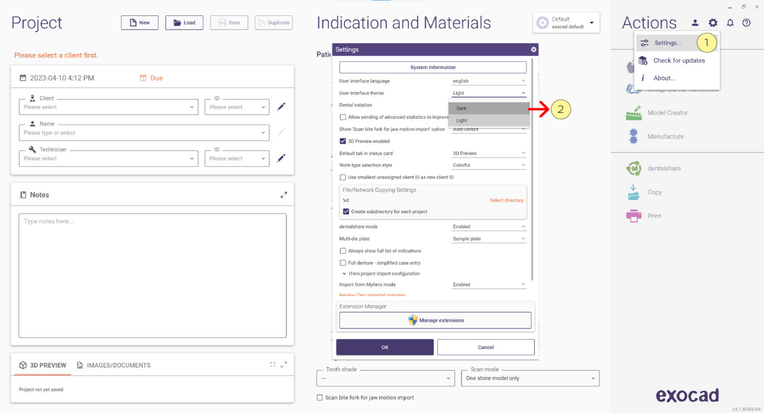 User interface - exocad